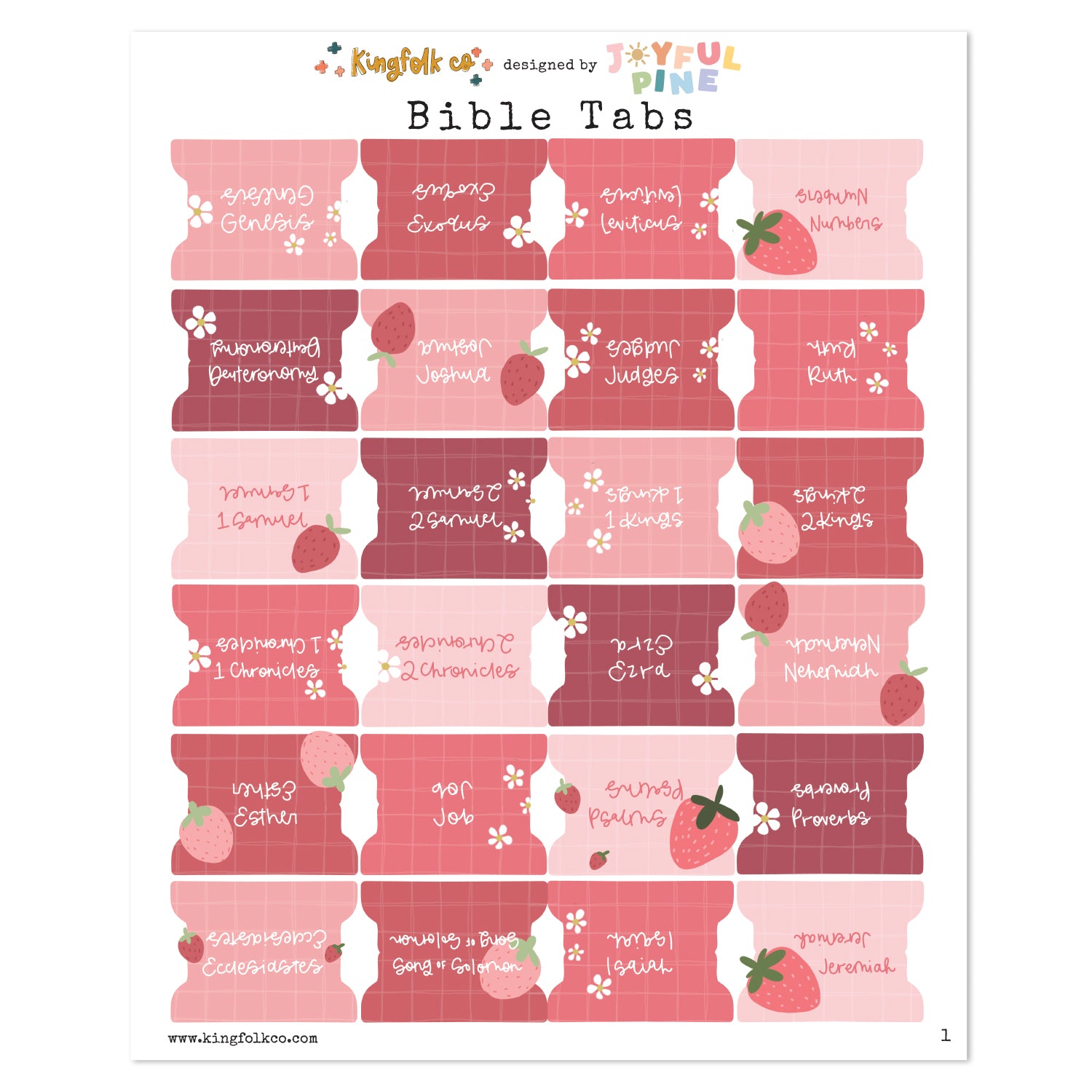 Sweet Strawberries Bible Tabs - collab with Joyful Pine – Kingfolk Co