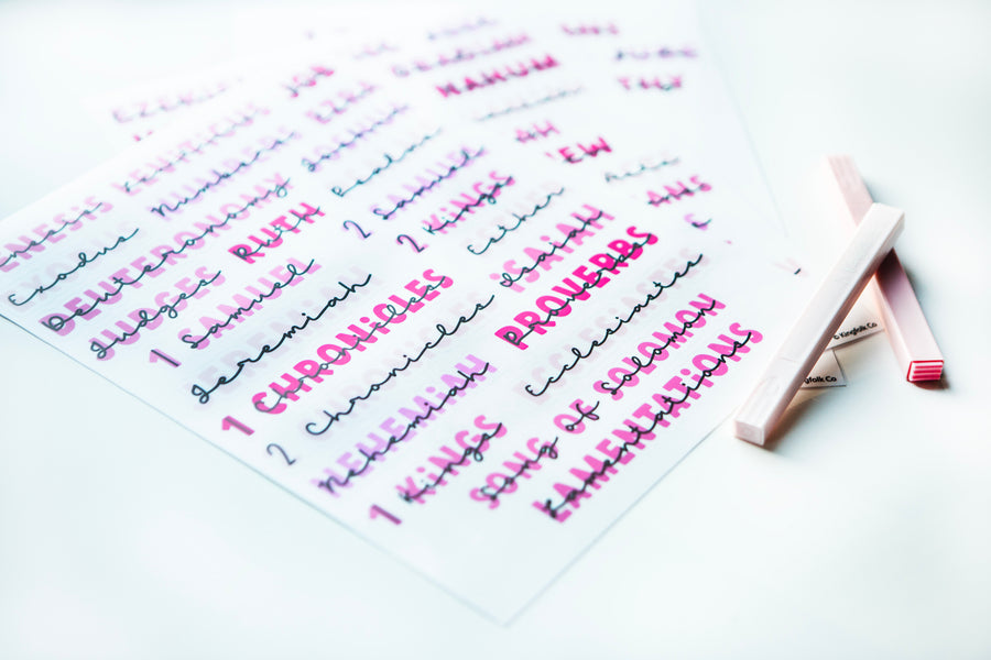 Books of the Bible Header Stickers - All the Pinks Edition – Kingfolk Co