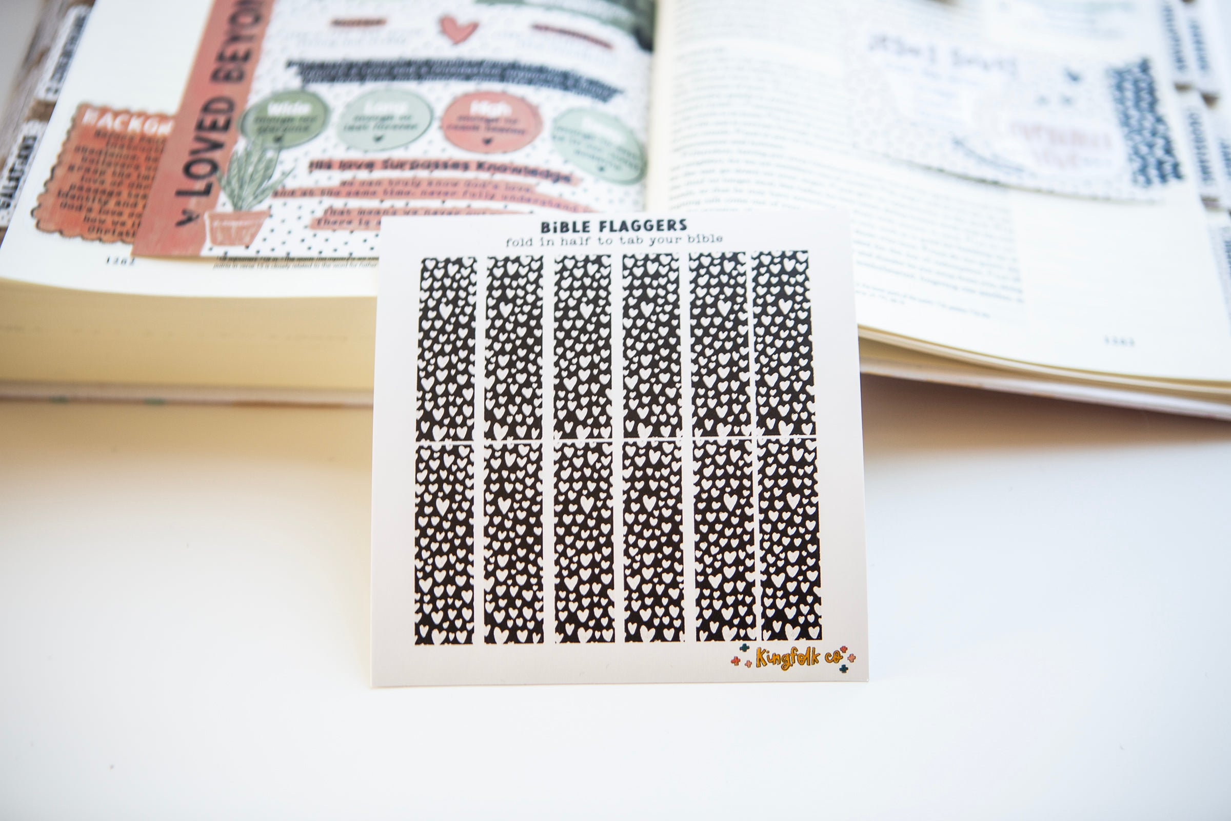 Loved Beyond Measure (black hearts) Bible Flaggers – Kingfolk Co
