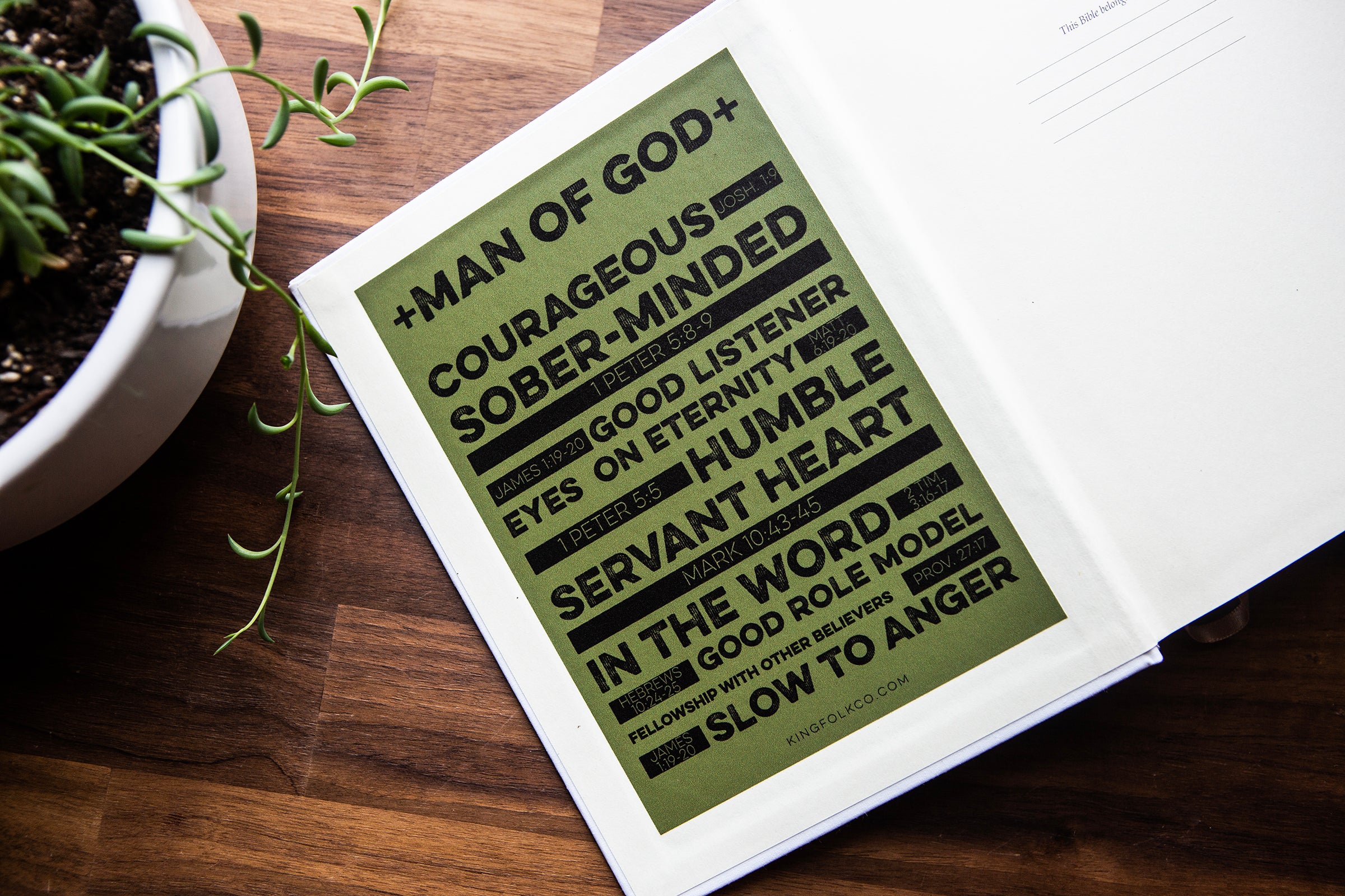 MAN OF GOD Olive Green Scripture Reference LARGE Vinyl Sticker ...